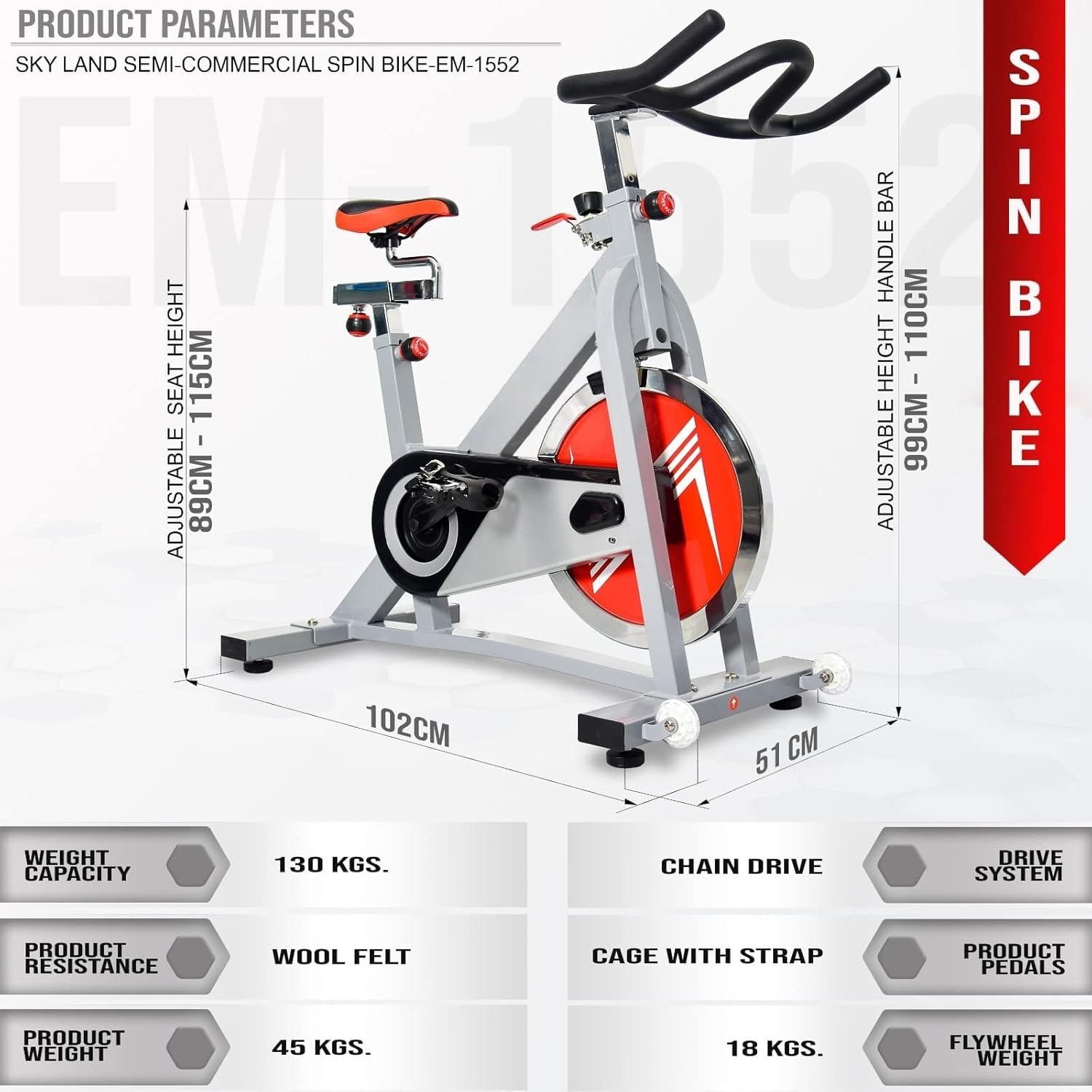 Miracle Commercial Spin Bike | 18kg Flywheel
